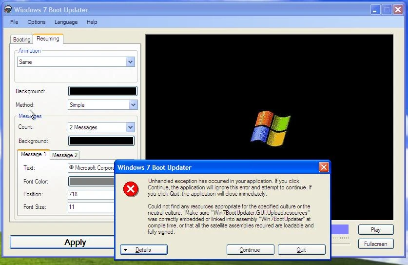 Image Windows 7 Unhandled Exception Error With Old Critical Stop Icon