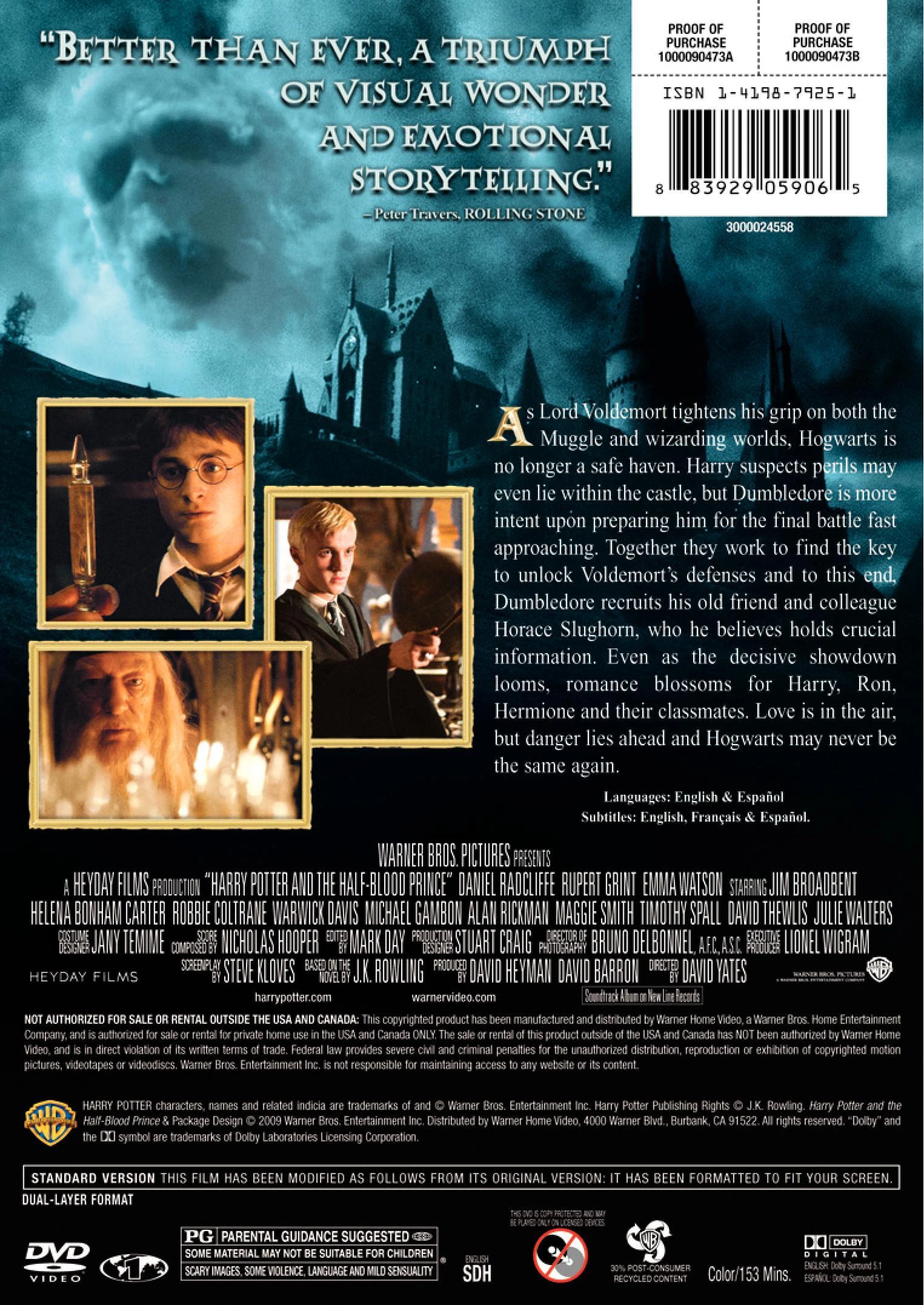 Image - Half-Blood Prince DVD Back-Cover.JPG | Harry Potter Wiki ...