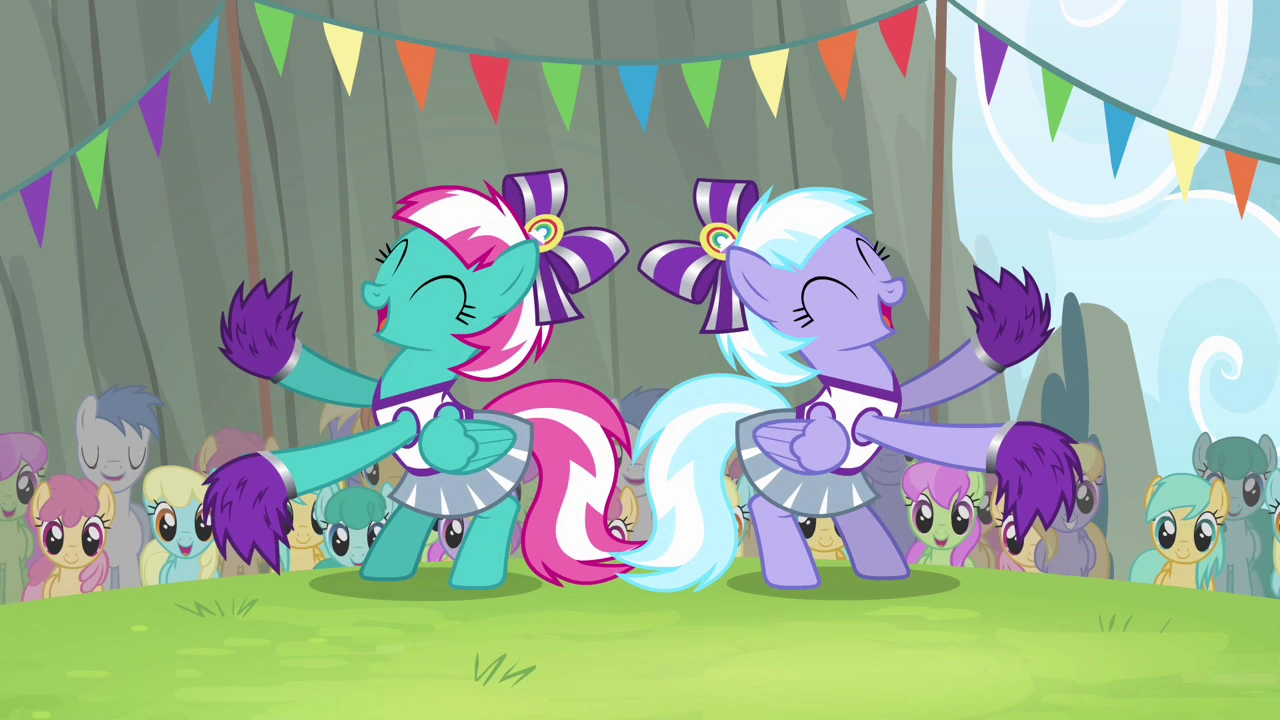 Image - Cloudsdale cheerleaders cheering for Ponyville S4E10.png | My ...