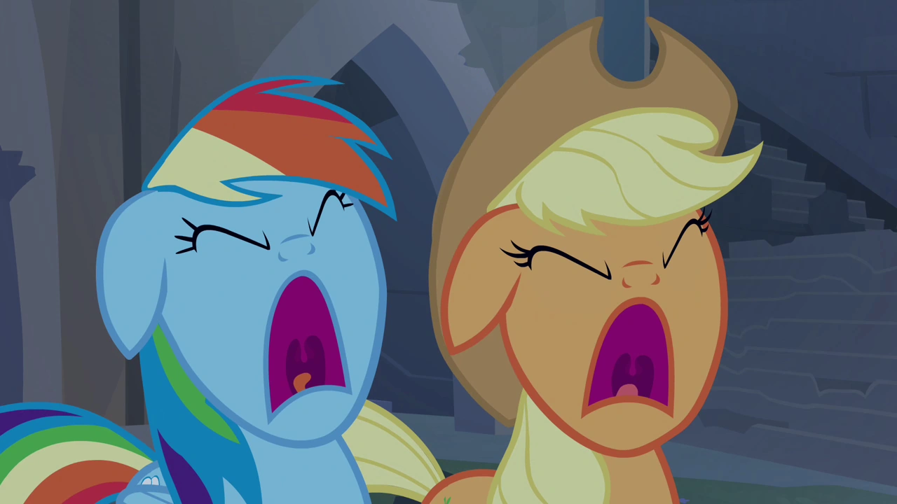 Image - Applejack and Rainbow Dash screaming S04E03.png | My Little ...