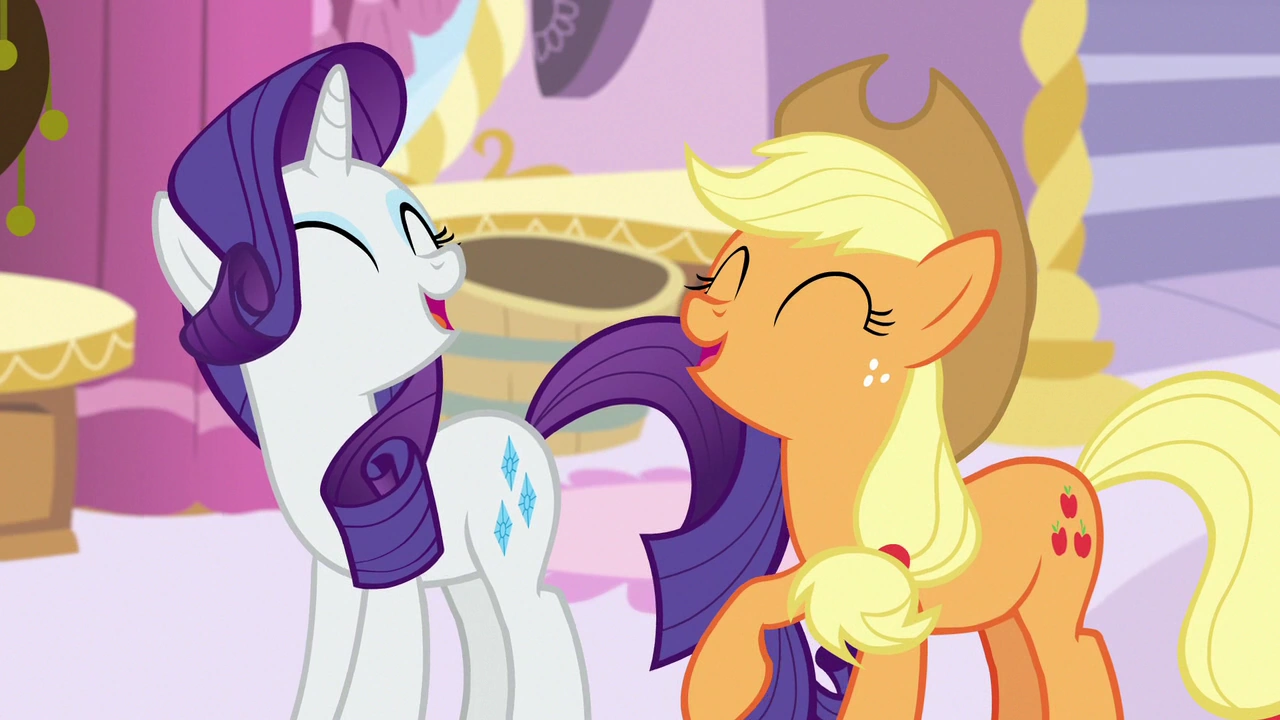 Image - Rarity and Applejack laughing together S7E9.png | My Little ...