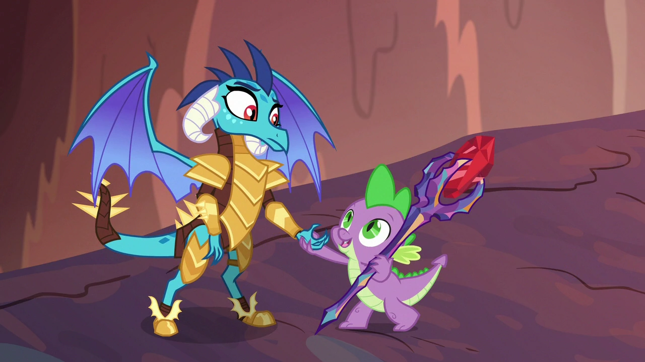 Image - Spike taking Princess Ember's hand S6E5.png | My Little Pony ...