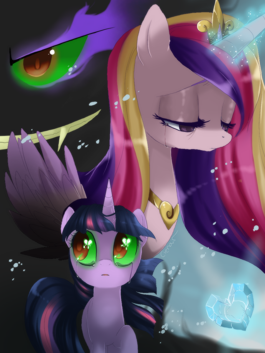 Image Twilight Sparkle And Princess Cadence Crying Of The Crystal Heart By Artist Crenairpng