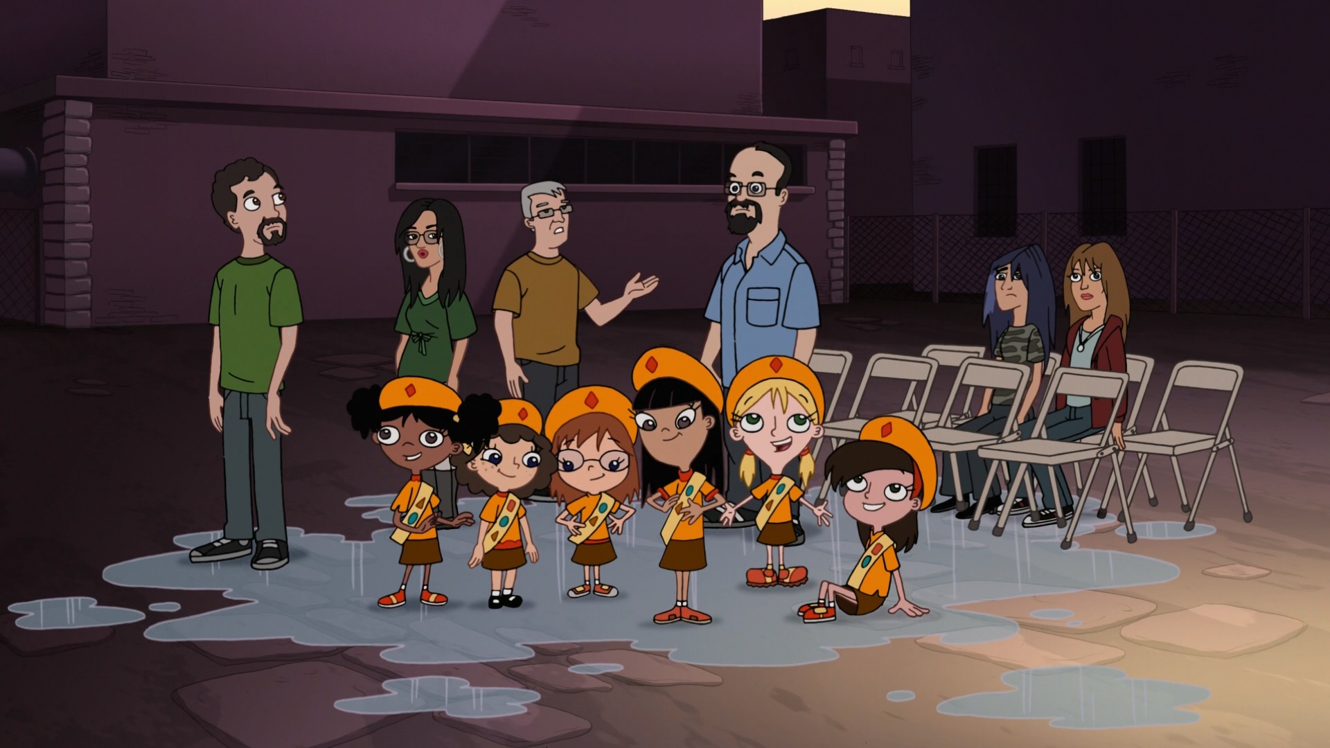 Image Firesidegirlsbacktonormal Phineas And Ferb Wiki Fandom Powered By Wikia
